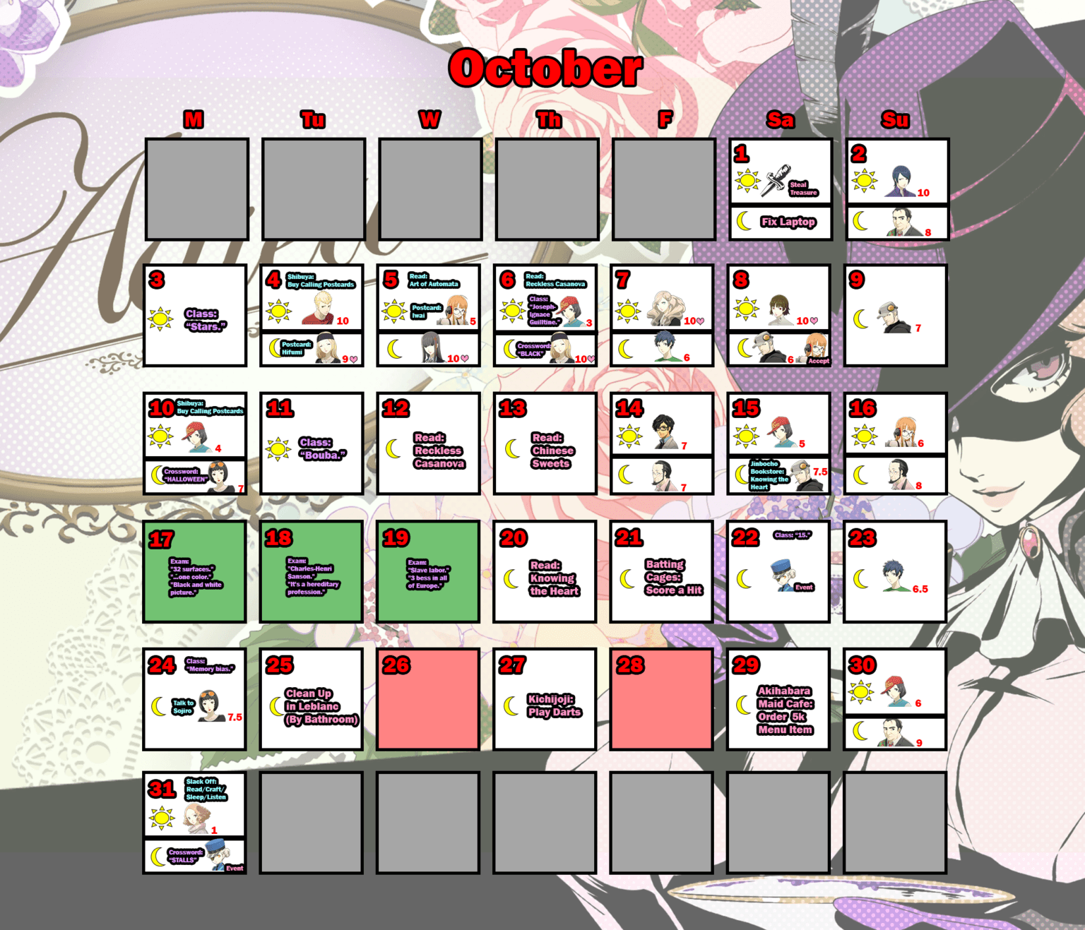 Persona 5 Trophy Guide (Original & Royal): Detailed Calendar for Trophy ...