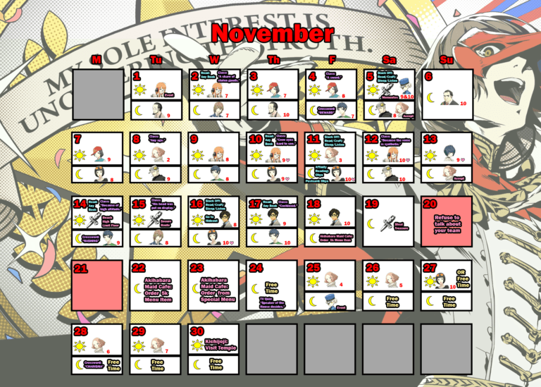 Persona 5 Trophy Guide (Original & Royal): Detailed Calendar for Trophy ...