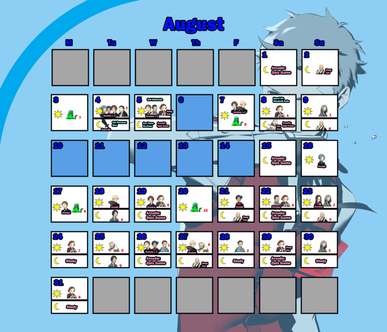 Persona 3 Trophy Guide (Reload & Portable): Detailed Calendar for ...
